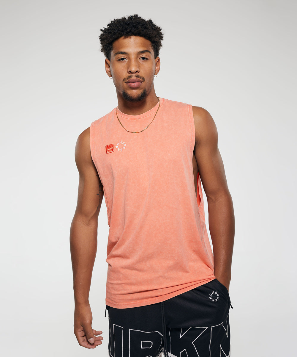 FLOW Muscle Tank in Coral Wash – UNBROKEN